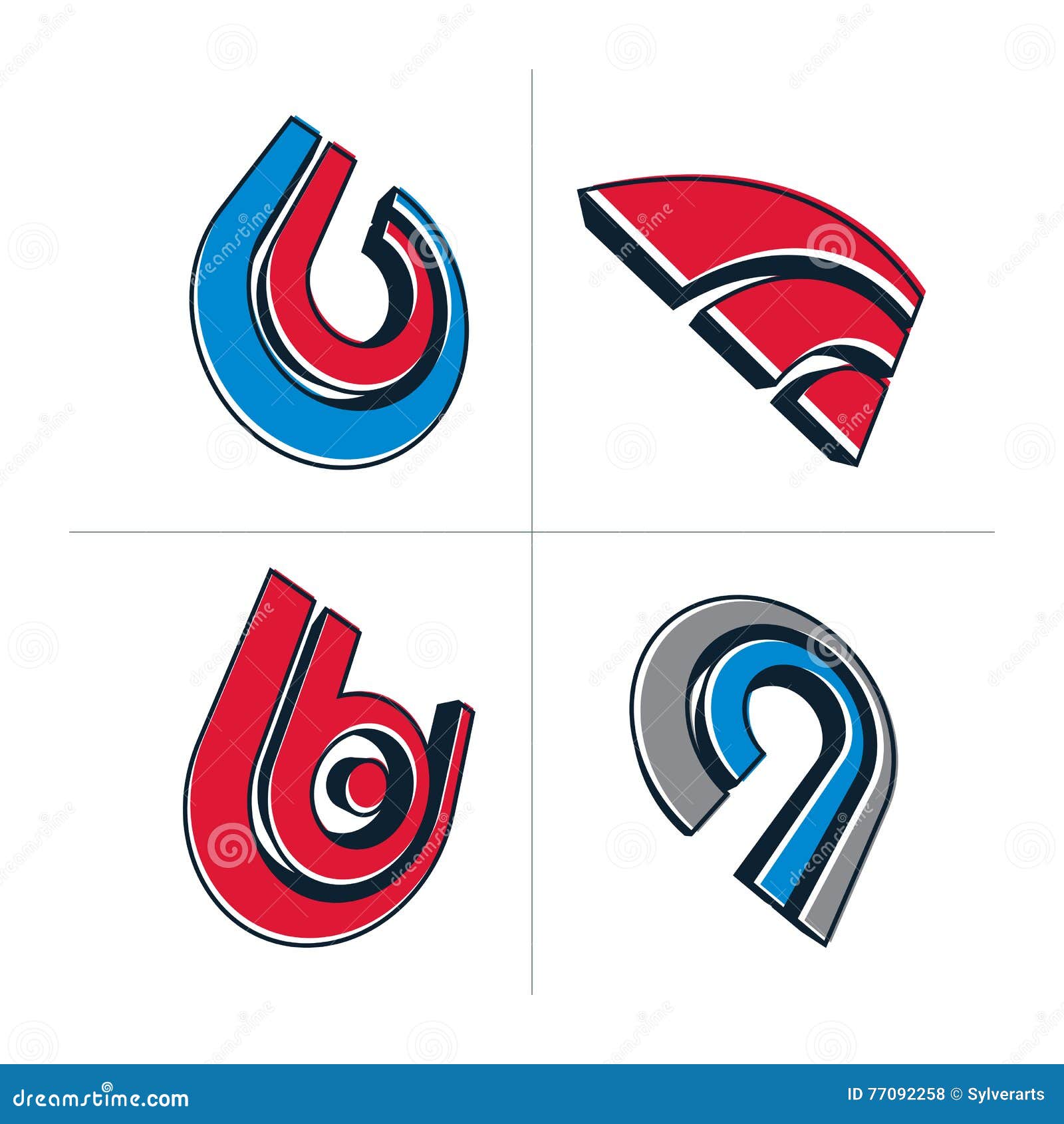 Three-dimensional Colorful Graphical Icons Set Isolated on White Stock ...