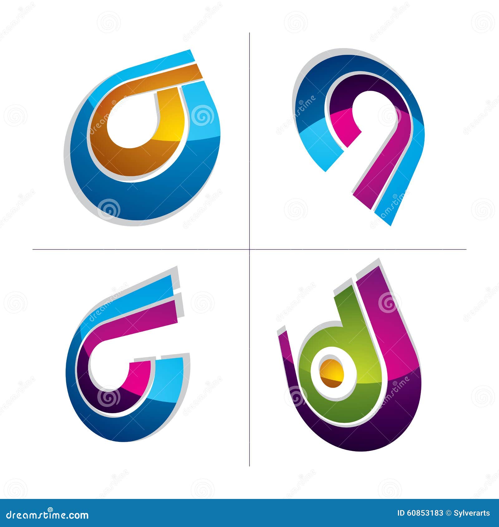 Three-dimensional Colorful Graphical Icons Set Isolated on White Stock ...