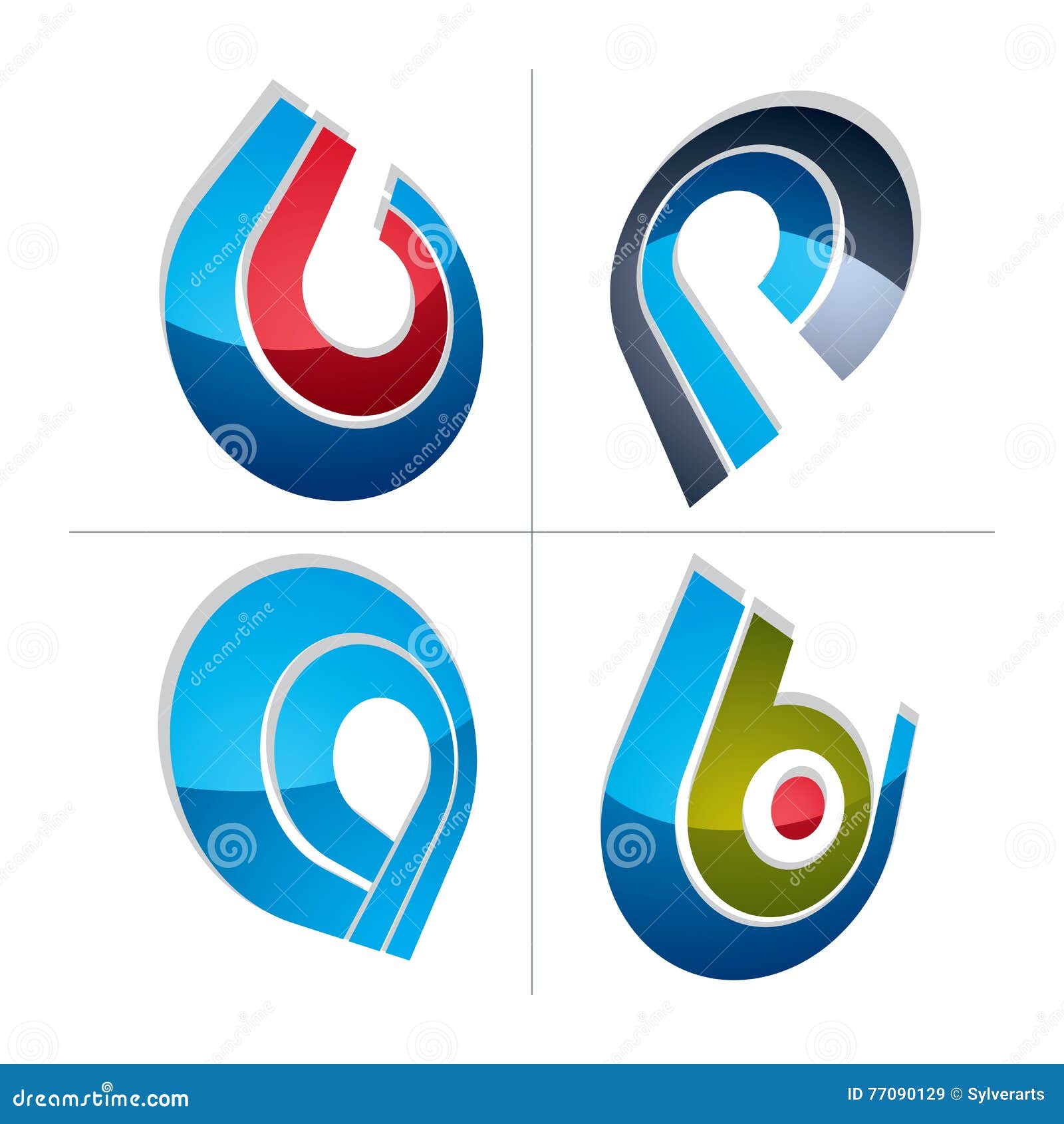 Three-dimensional Colorful Graphical Icons Set on White Stock Vector ...