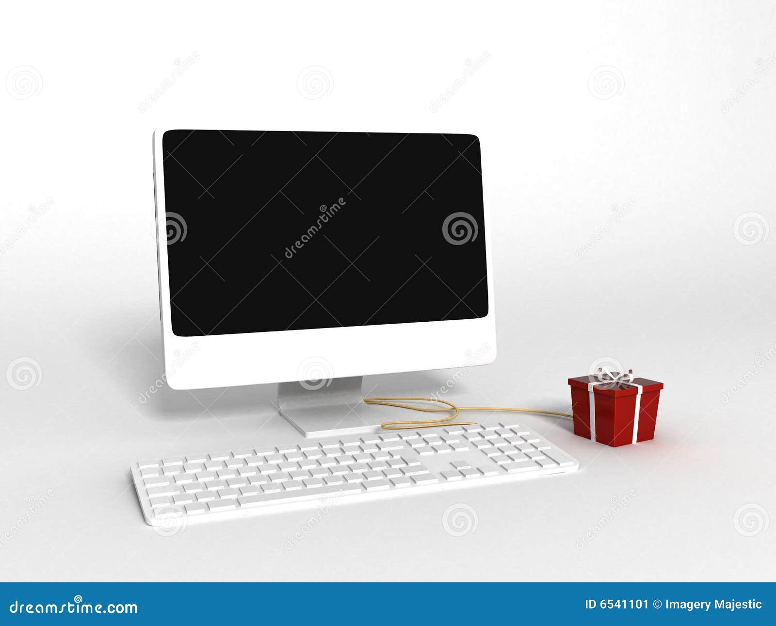 Three Dimensional Computer and Wrapped Gift Stock Illustration ...