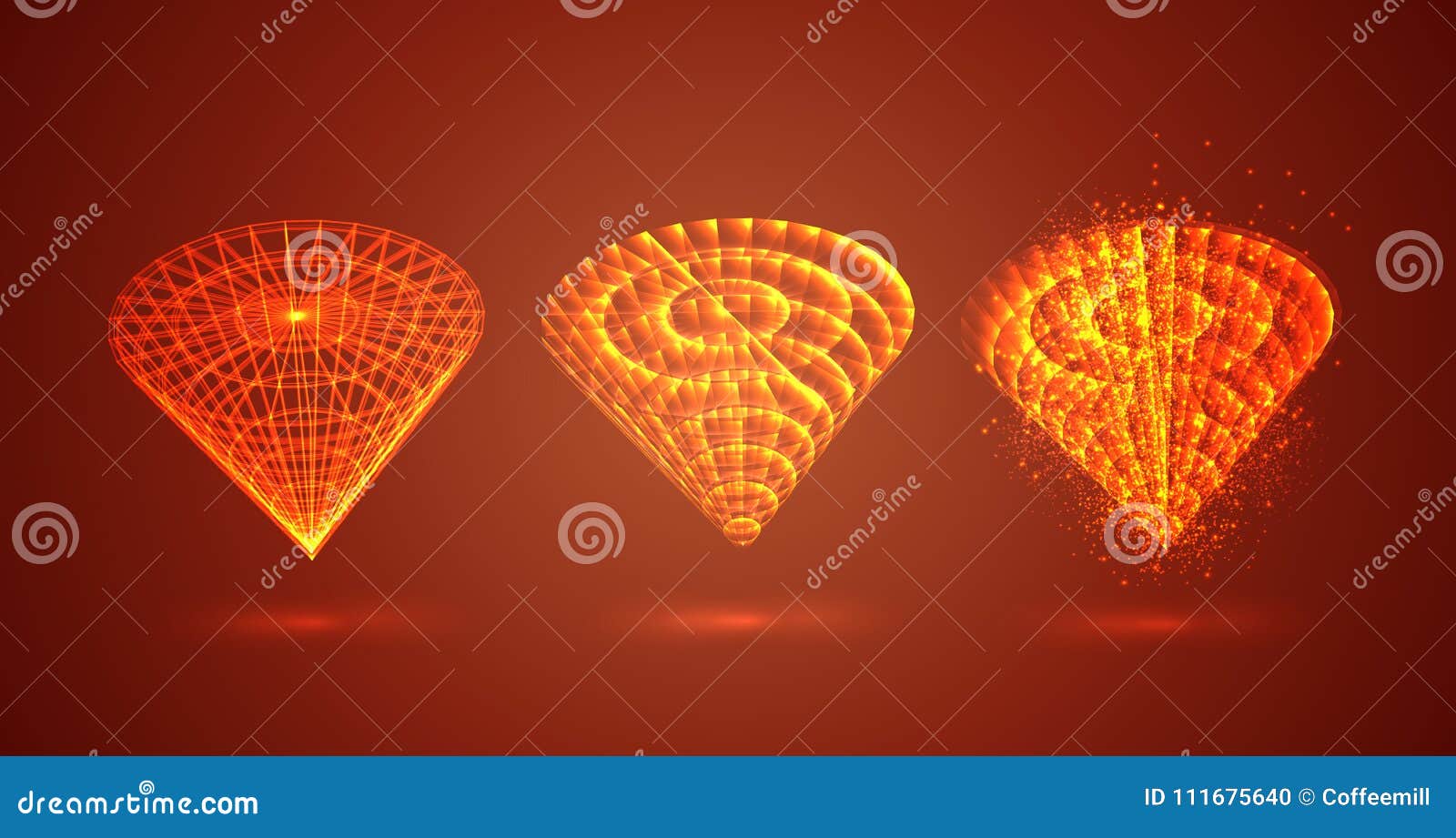 A Three-dimensional Cone of Luminous Lines. Stock Illustration ...