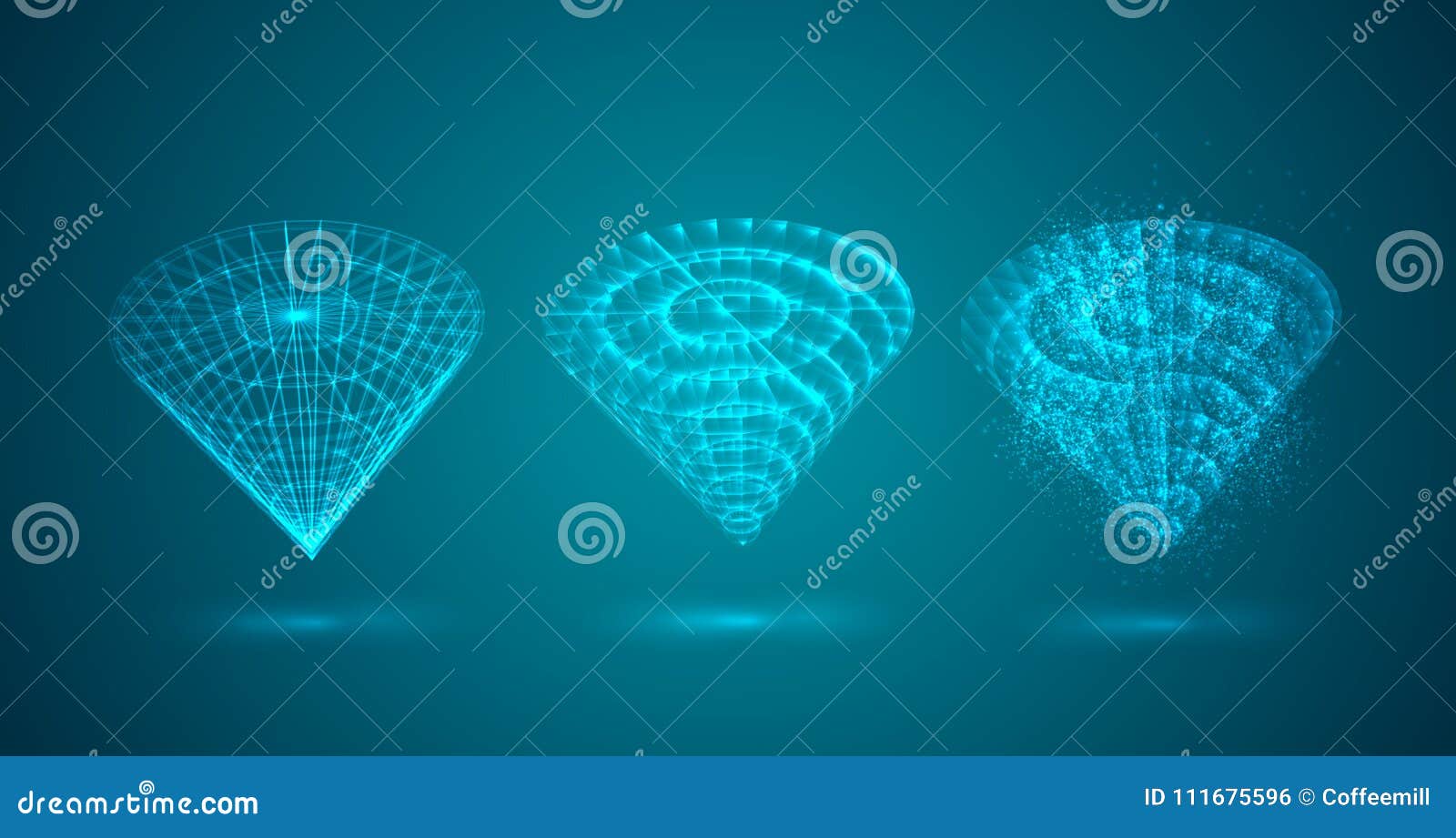 A Three-dimensional Cone of Luminous Lines. Abstract Stock Vector ...