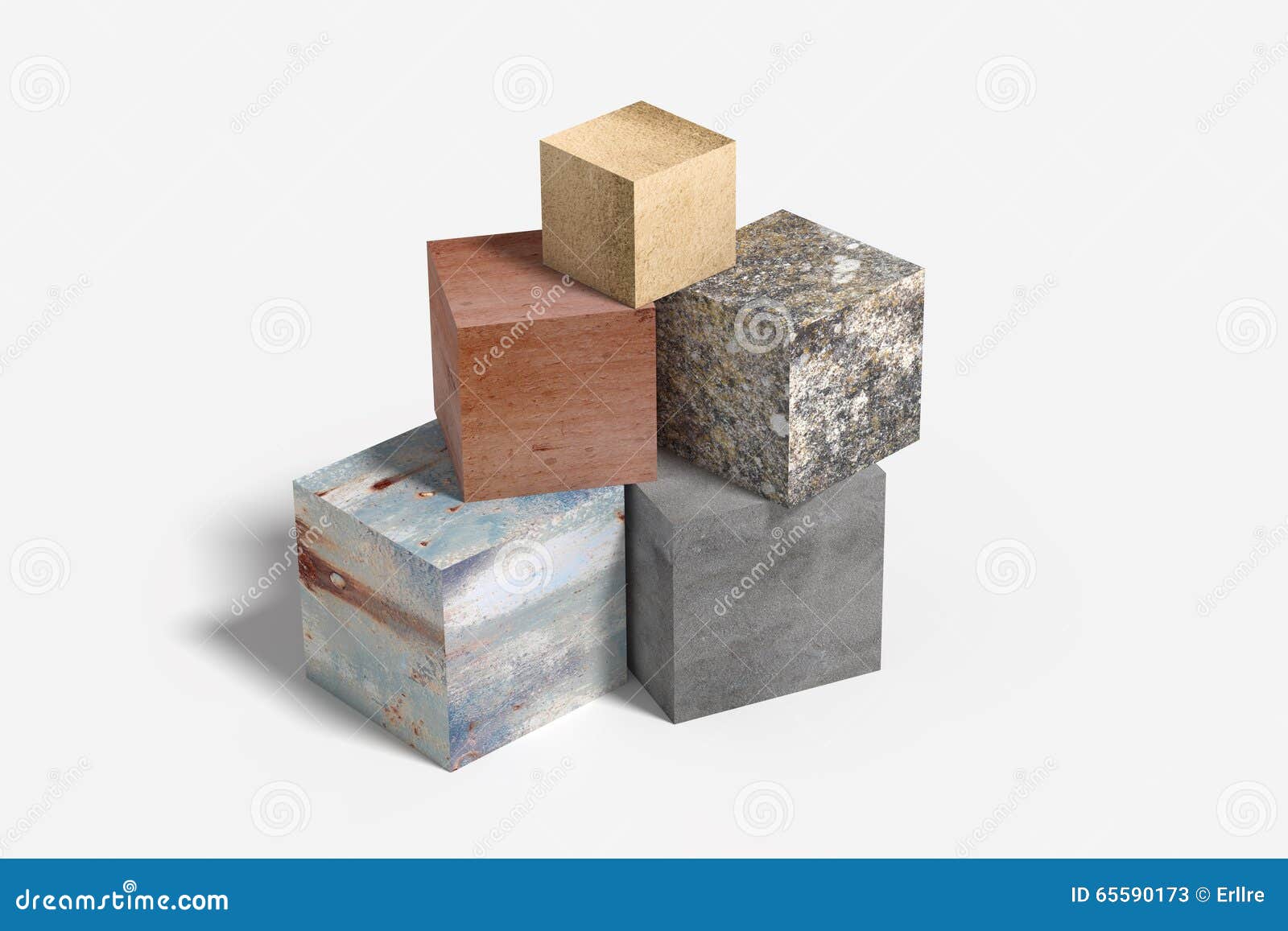 Three-dimensional Cube Made of Different Material Stock Illustration ...