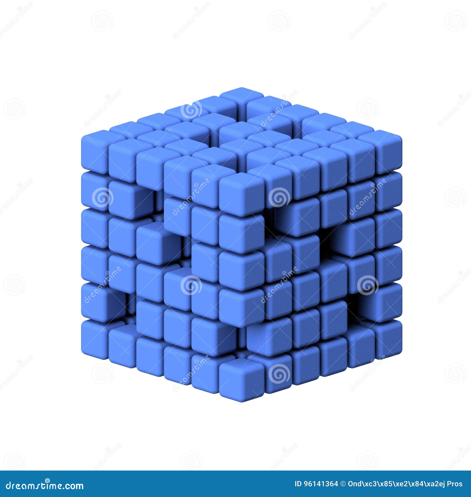 Three Dimensional Cube Render on White Background Stock Illustration ...