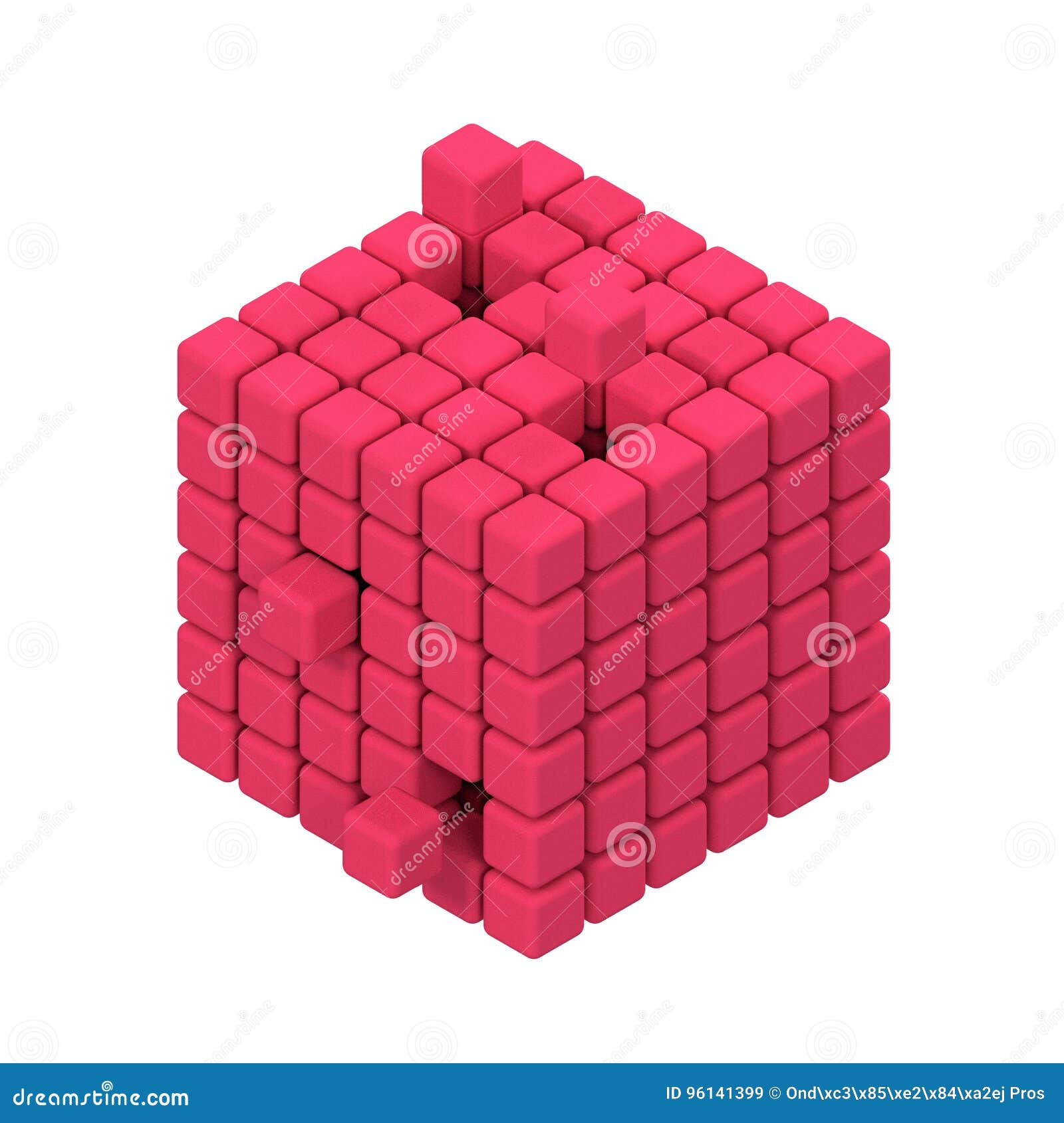 Three Dimensional Cube Render on White Background Stock Illustration ...