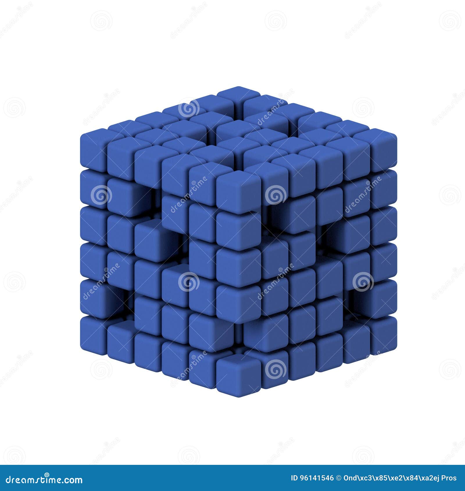 Three Dimensional Cube Render on White Background Stock Illustration ...