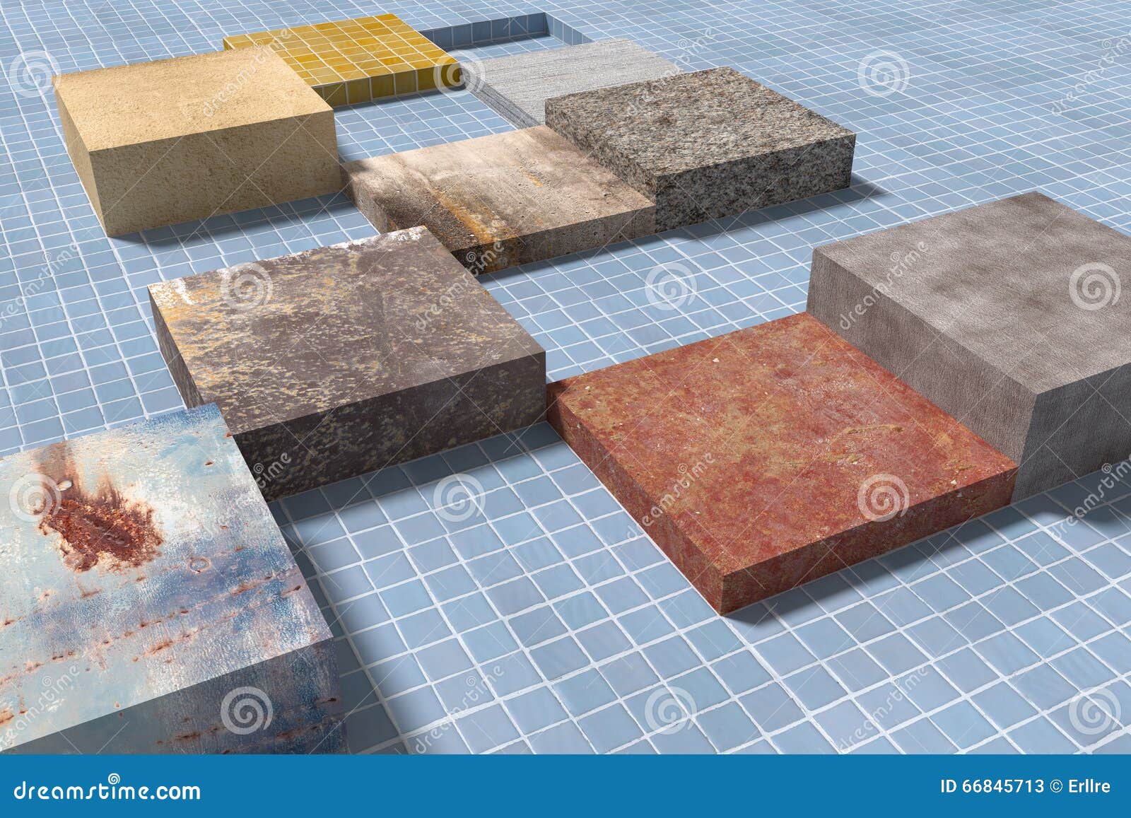Three-dimensional Cubes on Glazed Tiled Floor Stock Image - Image of ...