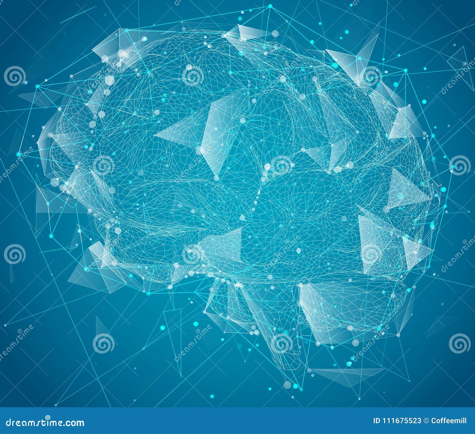 Three-dimensional Cyber Brain. Neural Network Mega-data P Stock ...
