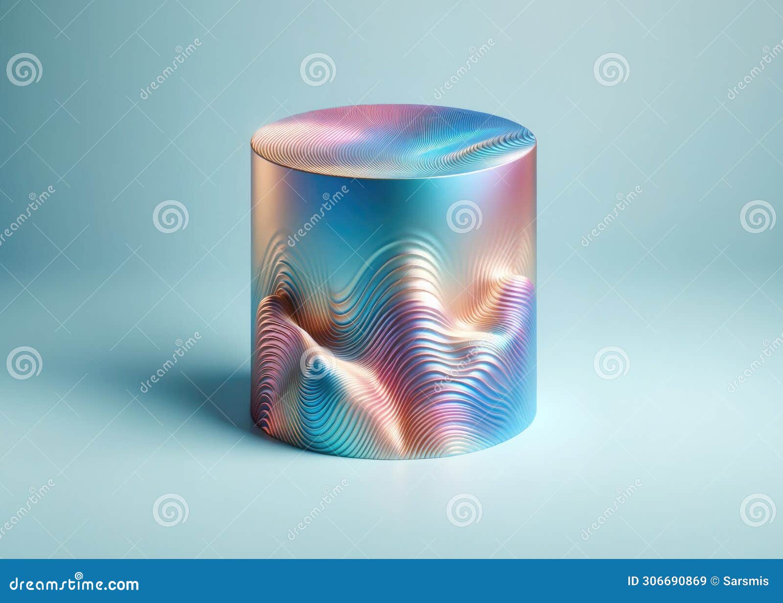 A Three-dimensional Cylinder Object from a Neon Holographic Material on ...