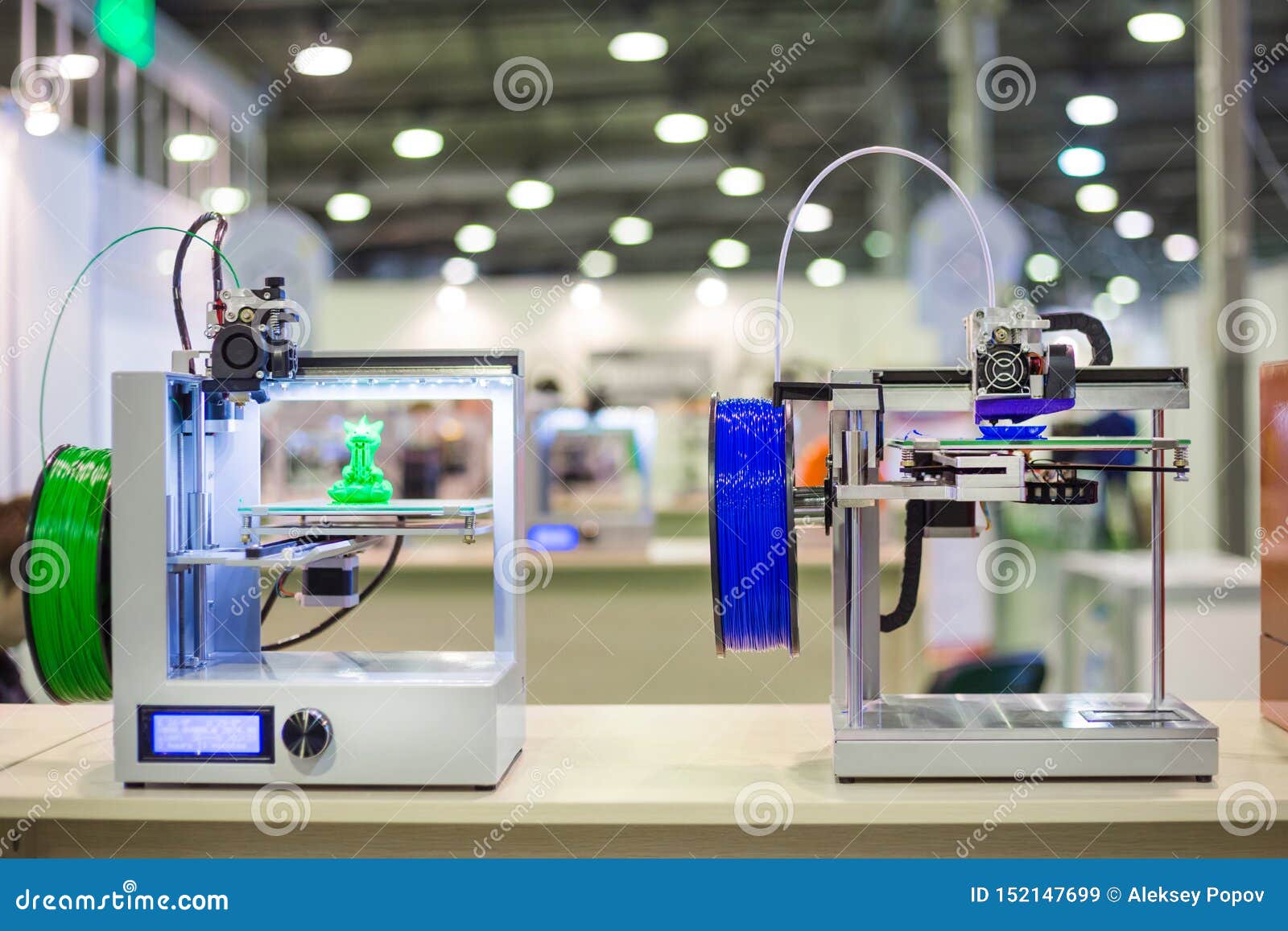 Three Dimensional 3D Printers during Work at Modern Technology ...