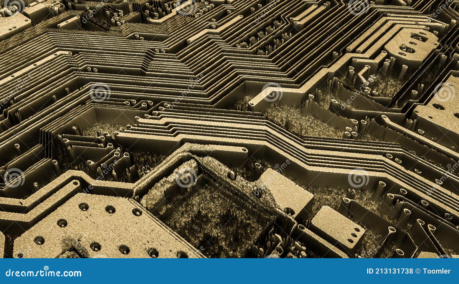 Three-dimensional Dark Digital Background. Stylized Circuit Board ...