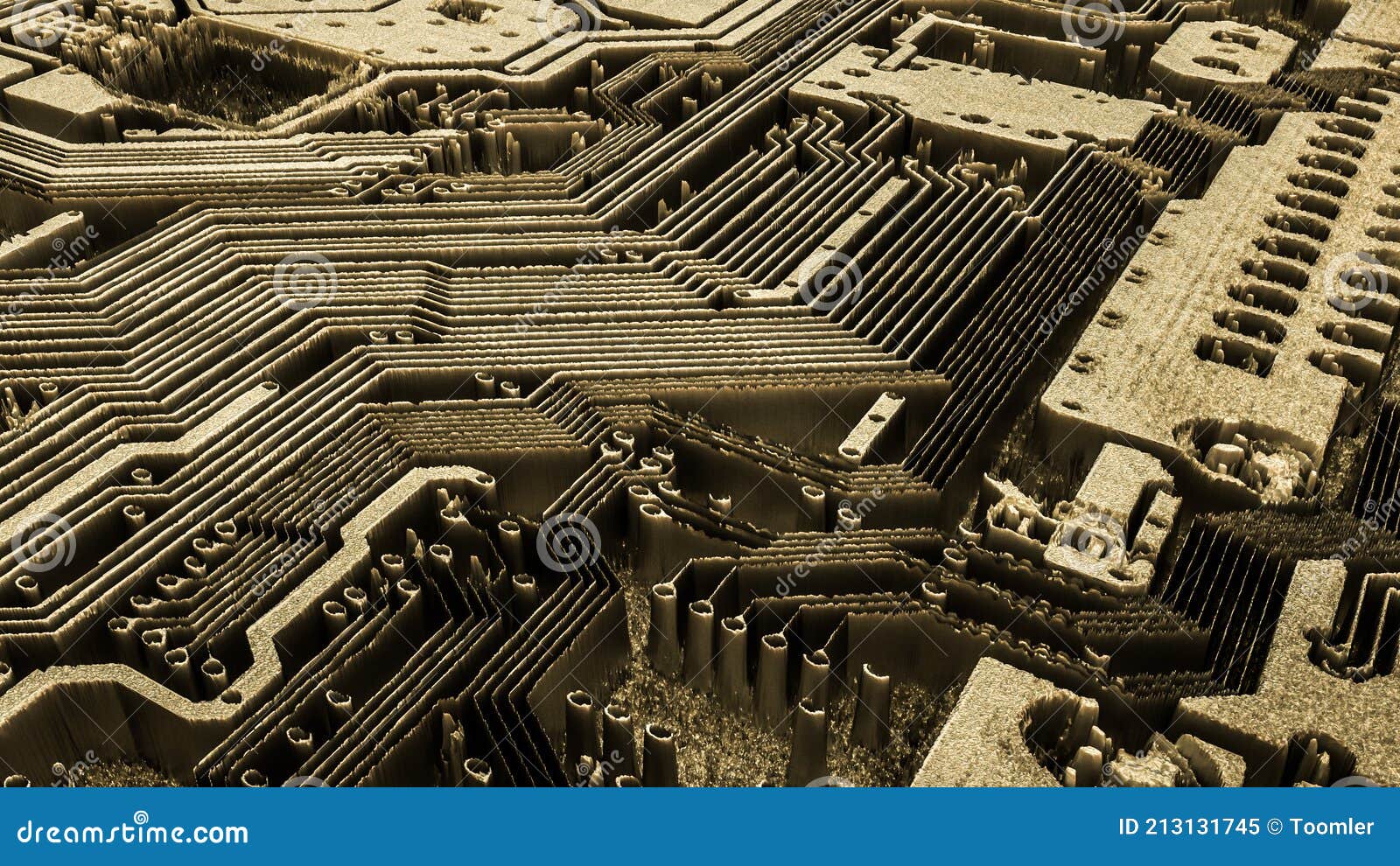 Three-dimensional Dark Digital Background. Stylized Circuit Board ...