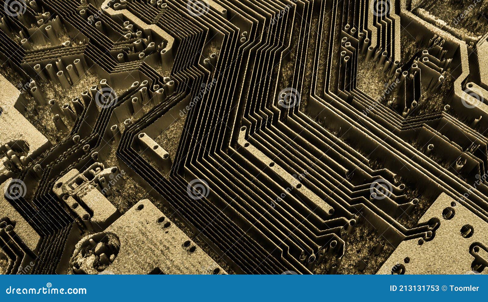 Three-dimensional Dark Digital Background. Stylized Circuit Board ...