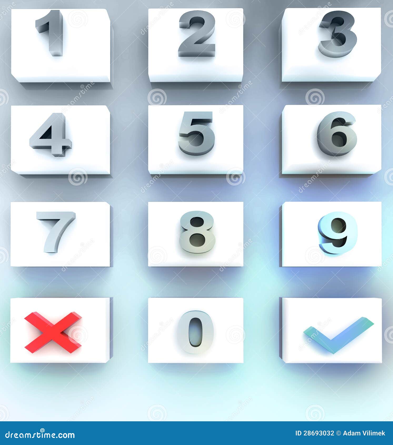 Three Dimensional Dial Numbers Panel Stock Illustration - Illustration ...