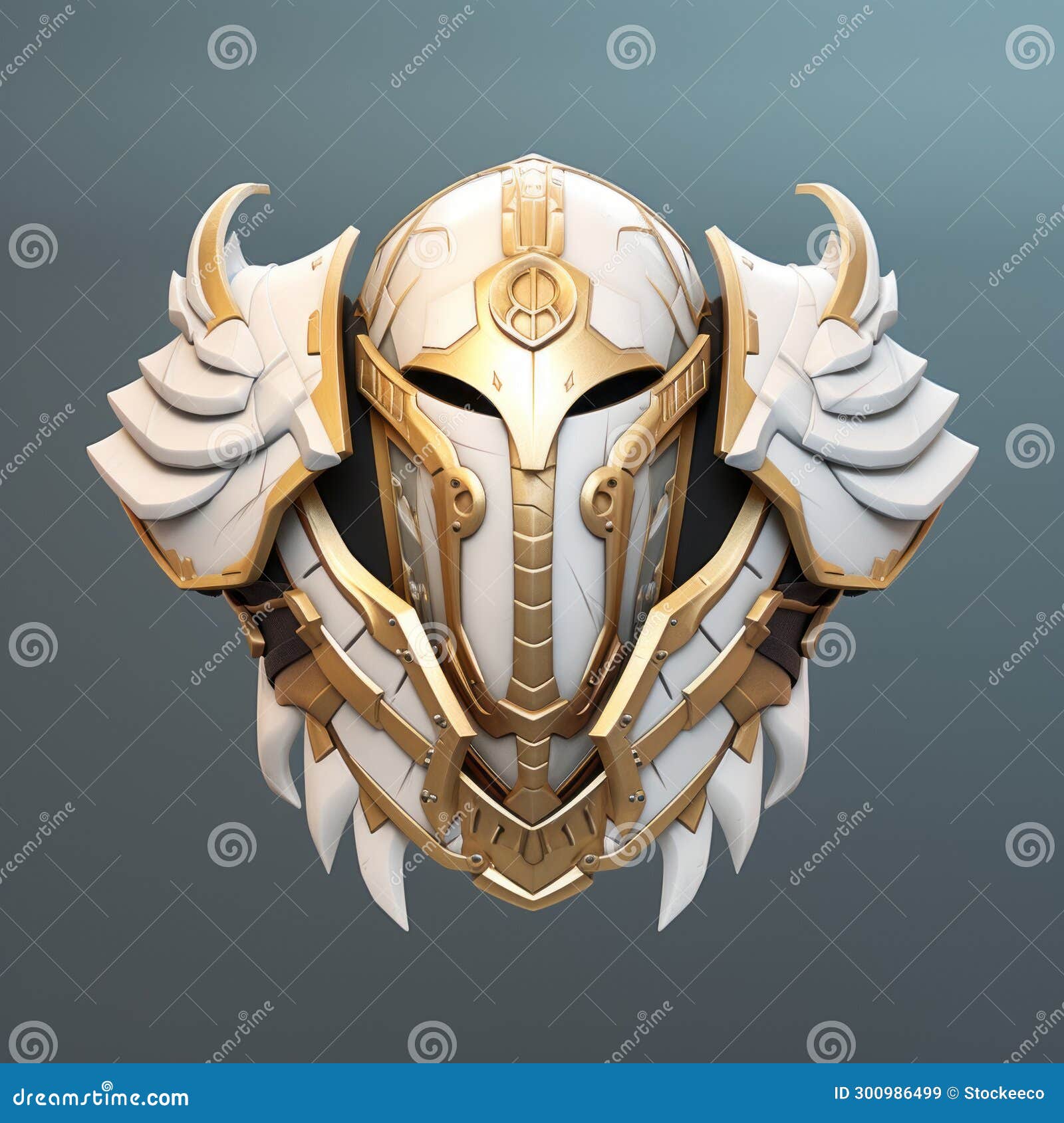 Celestialpunk Gold Armor Skull Helmet - 3d Model with Streamlined ...