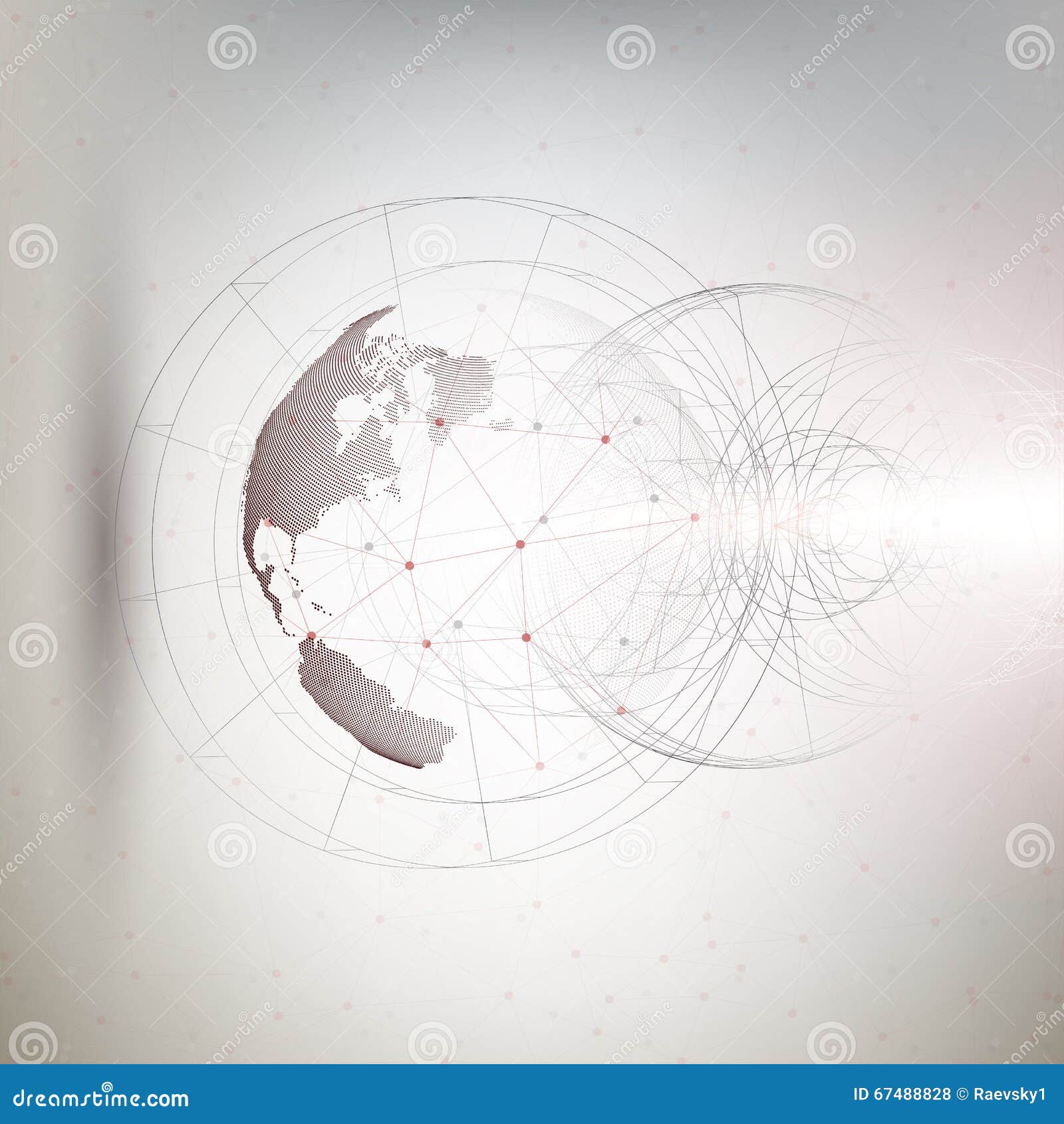 Three-dimensional Dotted World Globe with Abstract Construction and ...