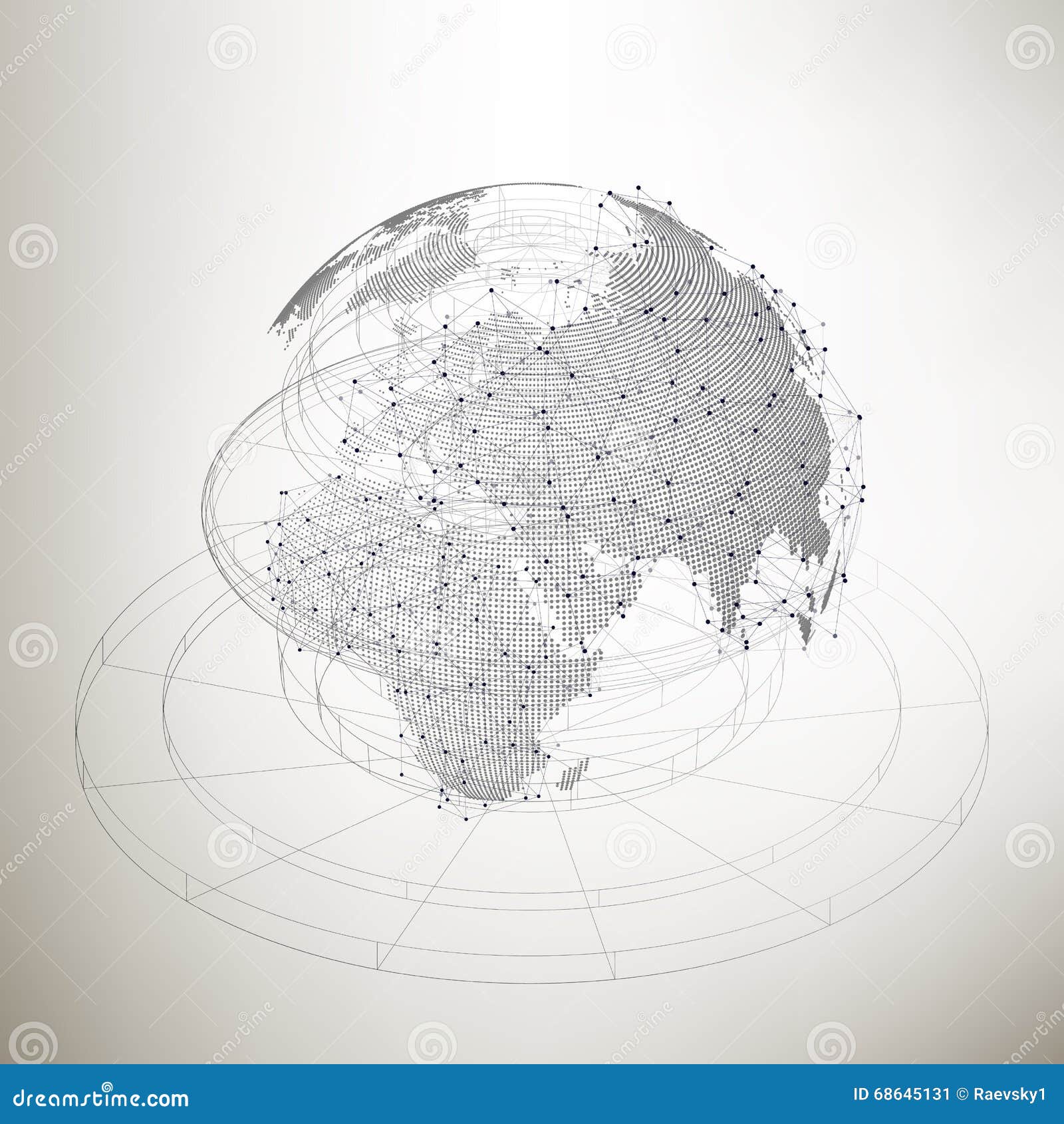Three-dimensional Dotted World Globe with Abstract Construction and ...