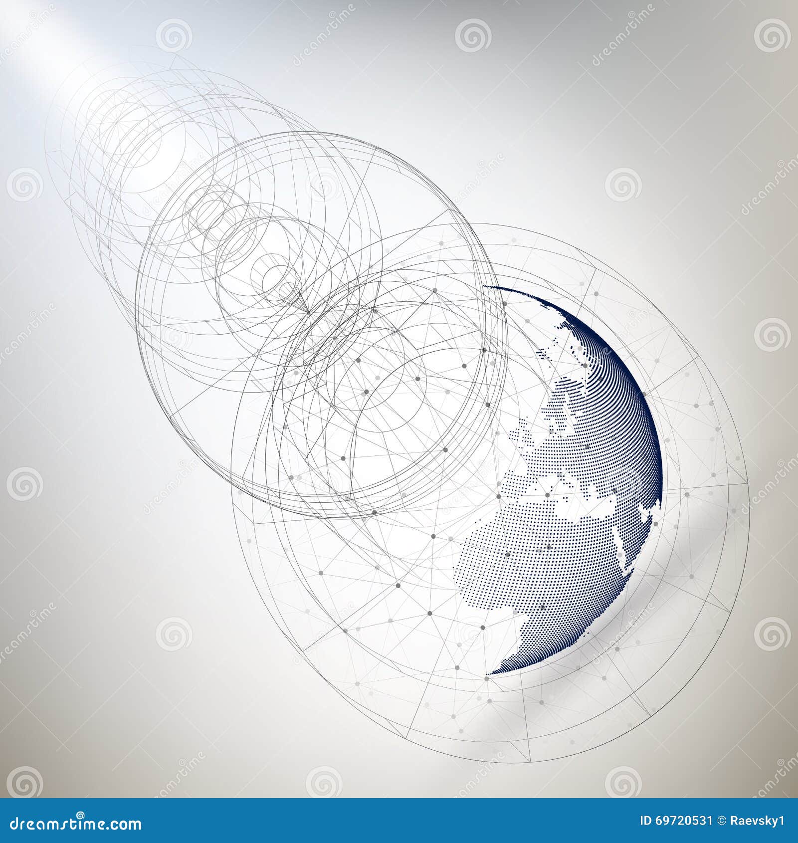 Three-dimensional Dotted World Globe with Abstract Construction Stock ...