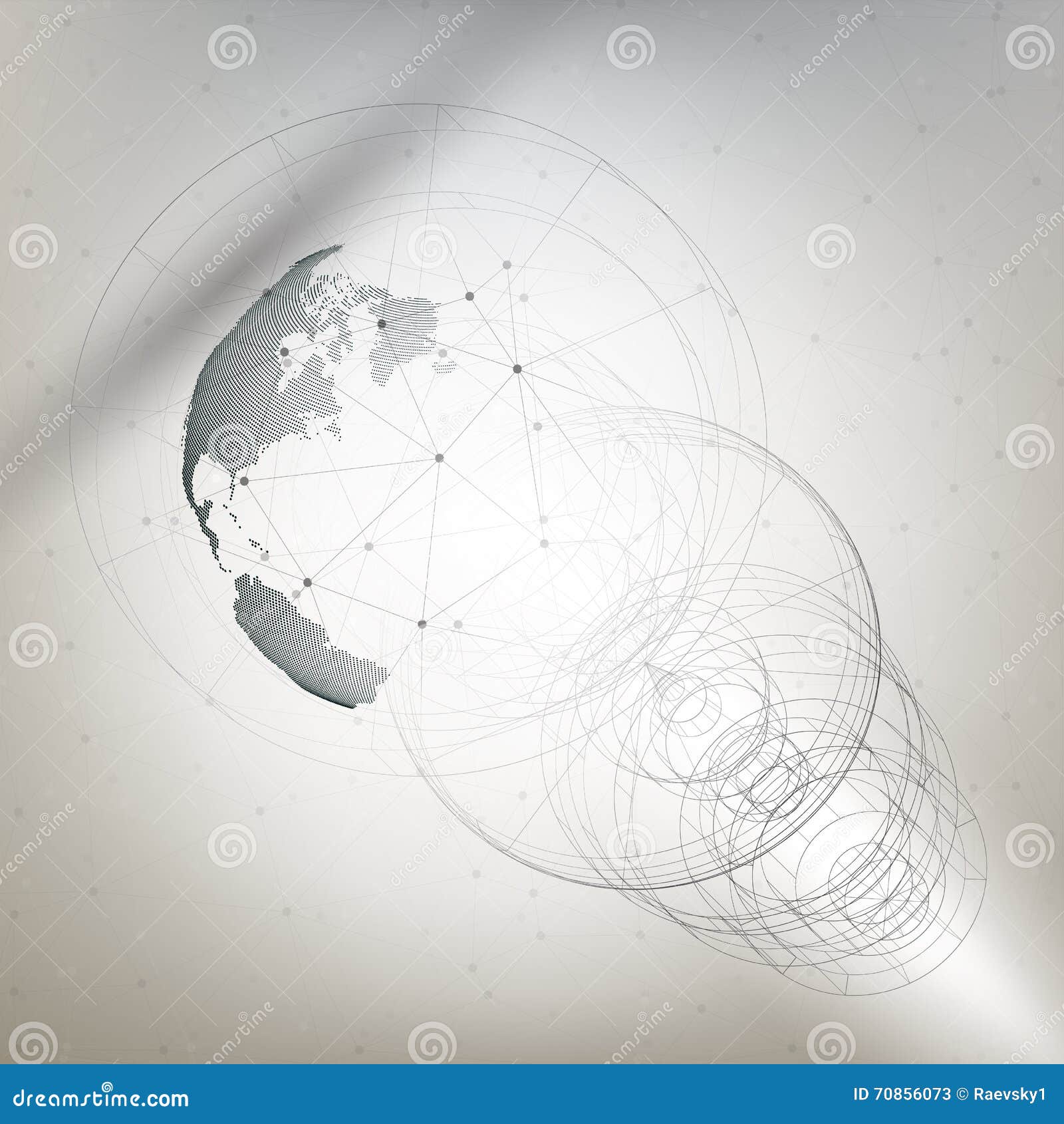 Three-dimensional Dotted World Globe with Abstract Construction and ...
