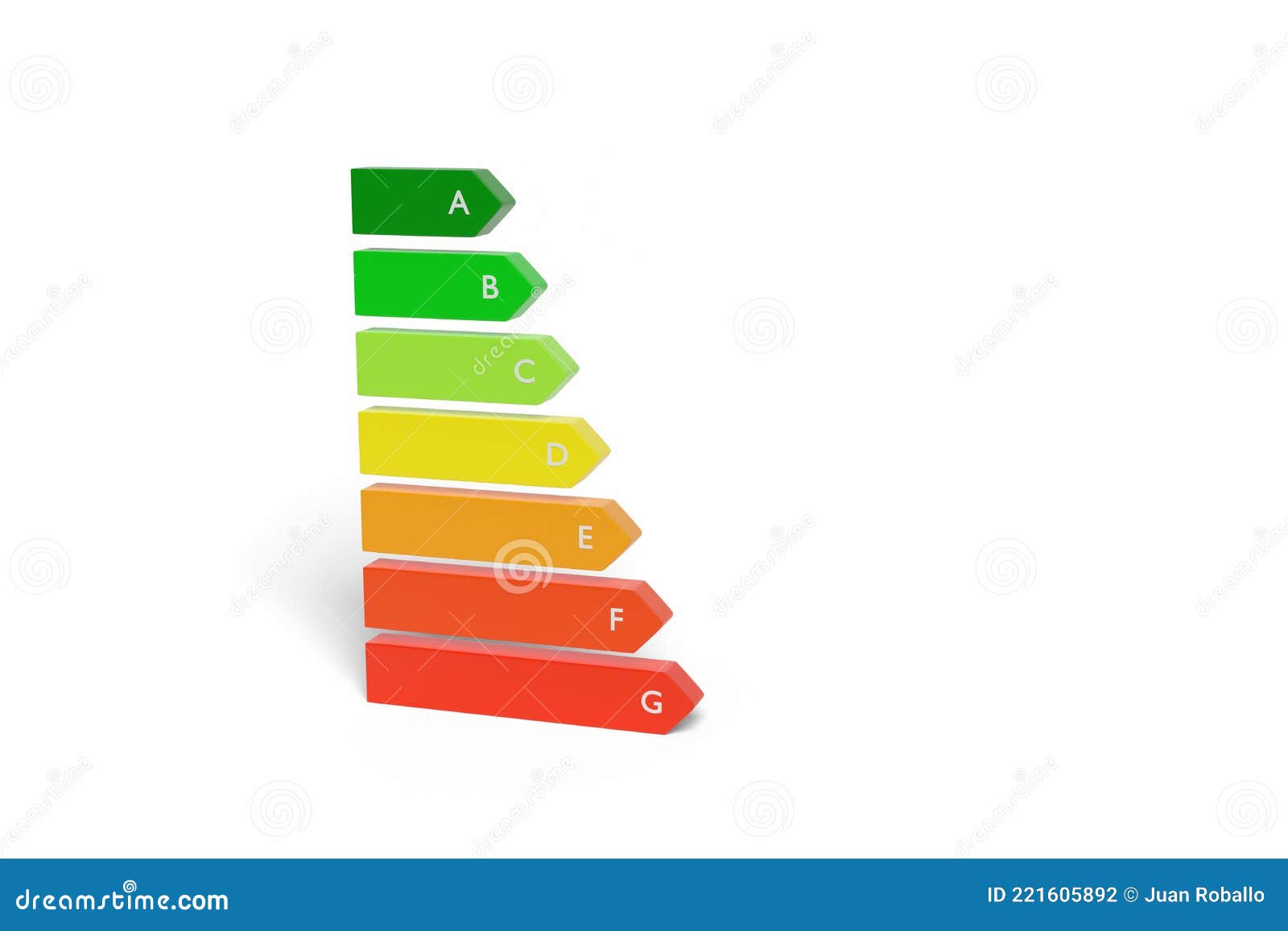 Three Dimensional Energy Efficiency Rating Isolated on White Background ...