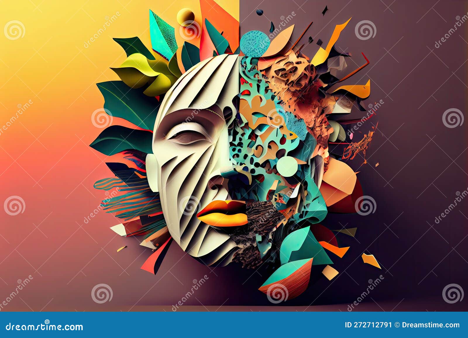 Three-dimensional Face Collage Illustration with Various Materials and ...