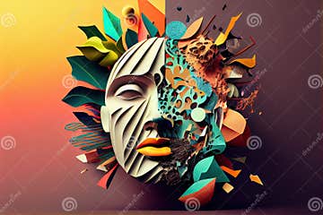 Three-dimensional Face Collage Illustration with Various Materials and ...