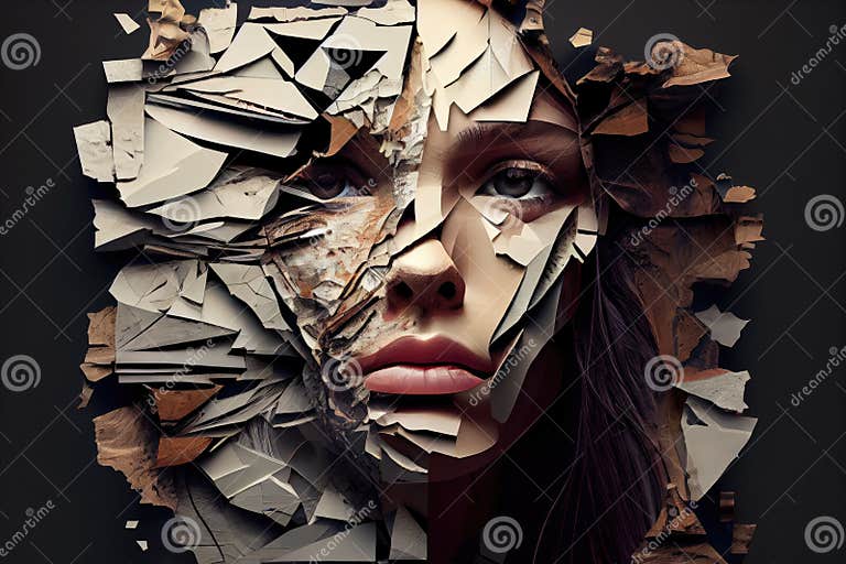 Three-dimensional Face Collage with Texture and Depth Stock Photo ...