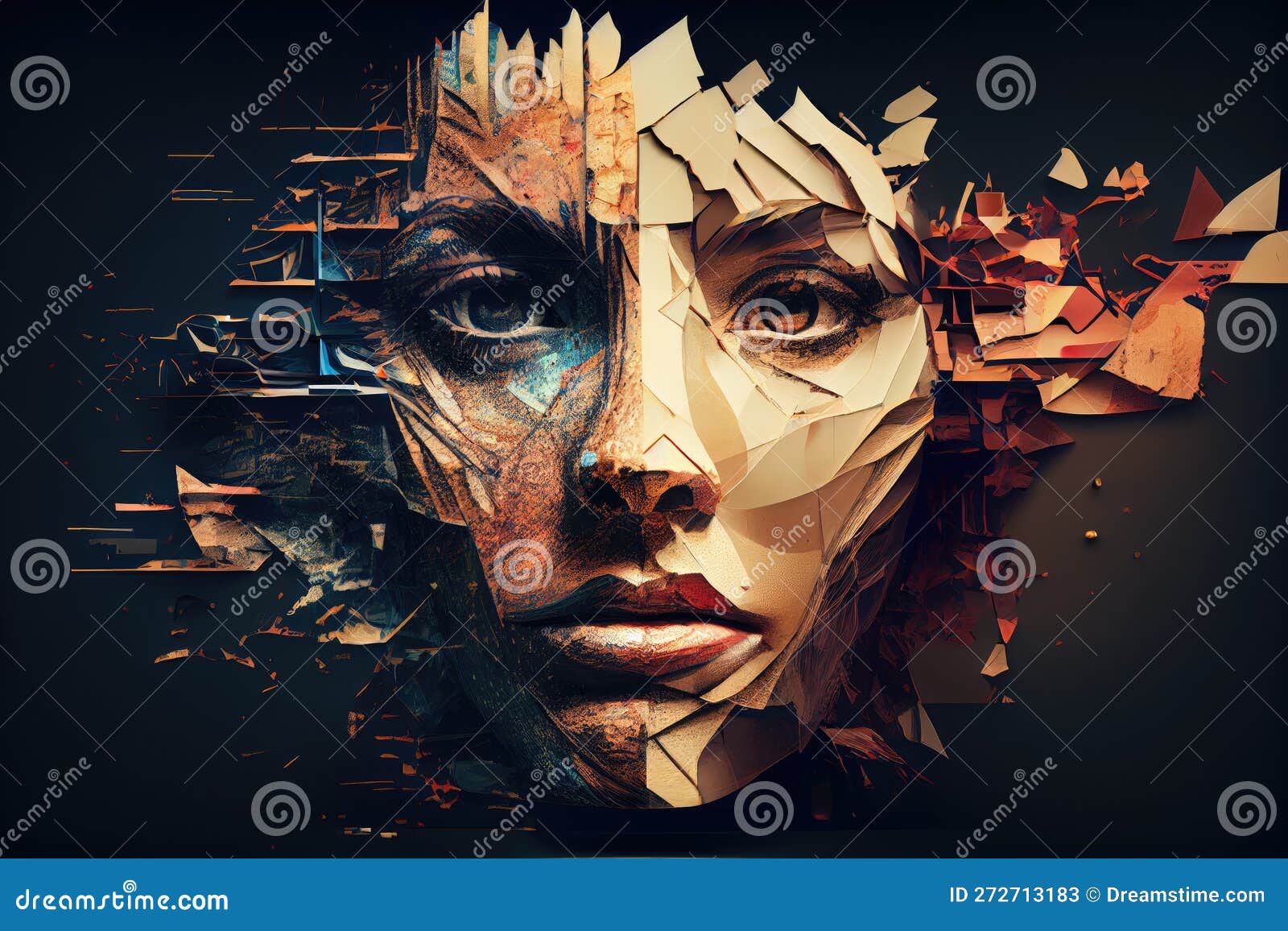Three-dimensional Face Collage with Texture and Depth Stock Image ...