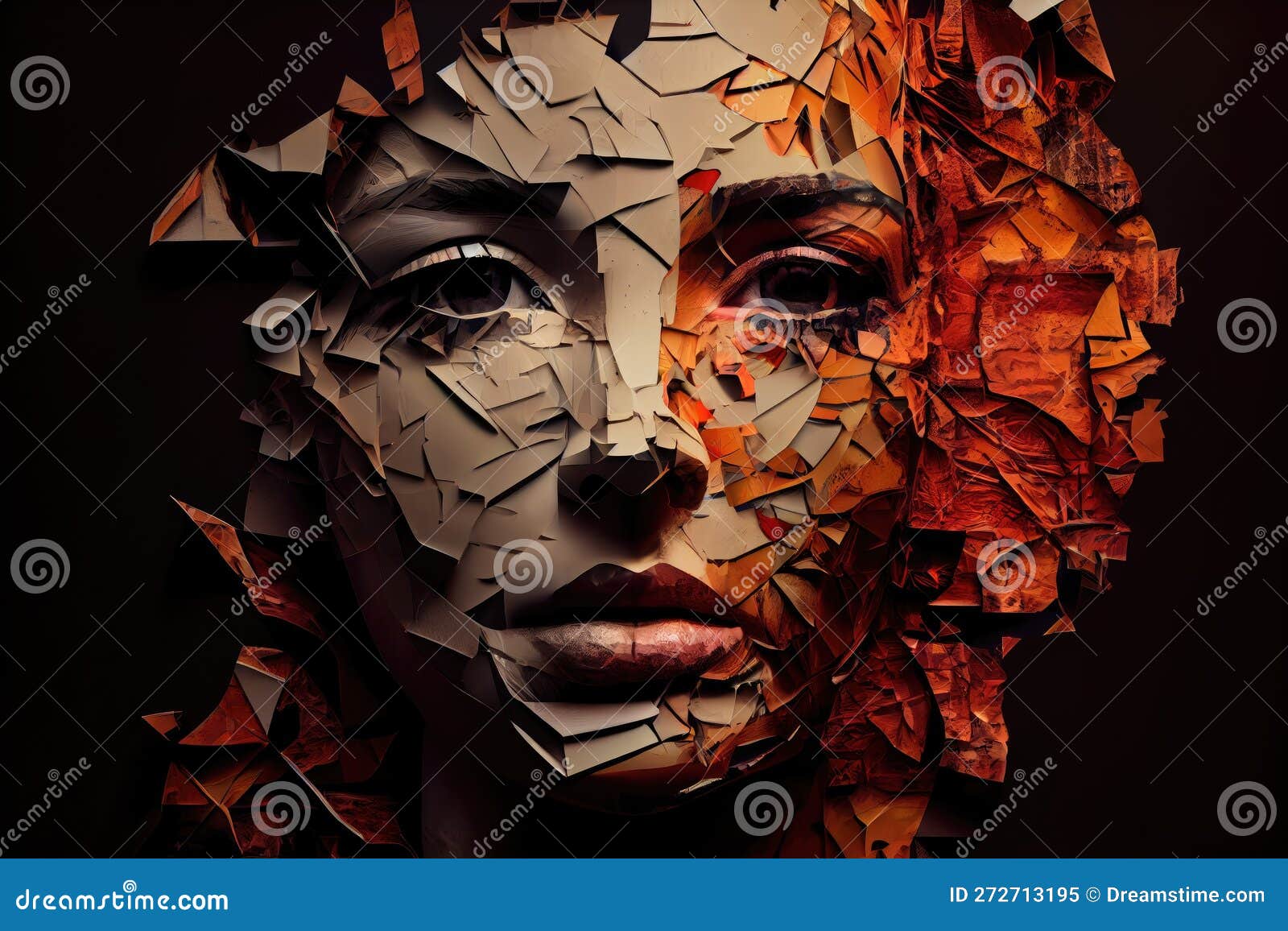 Three-dimensional Face Collage with Texture and Depth Stock Image ...