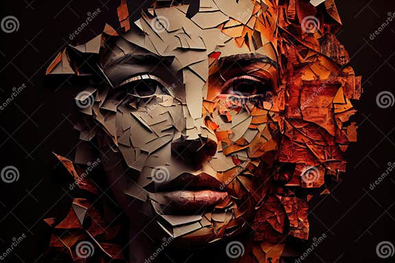 Three-dimensional Face Collage with Texture and Depth Stock Image ...