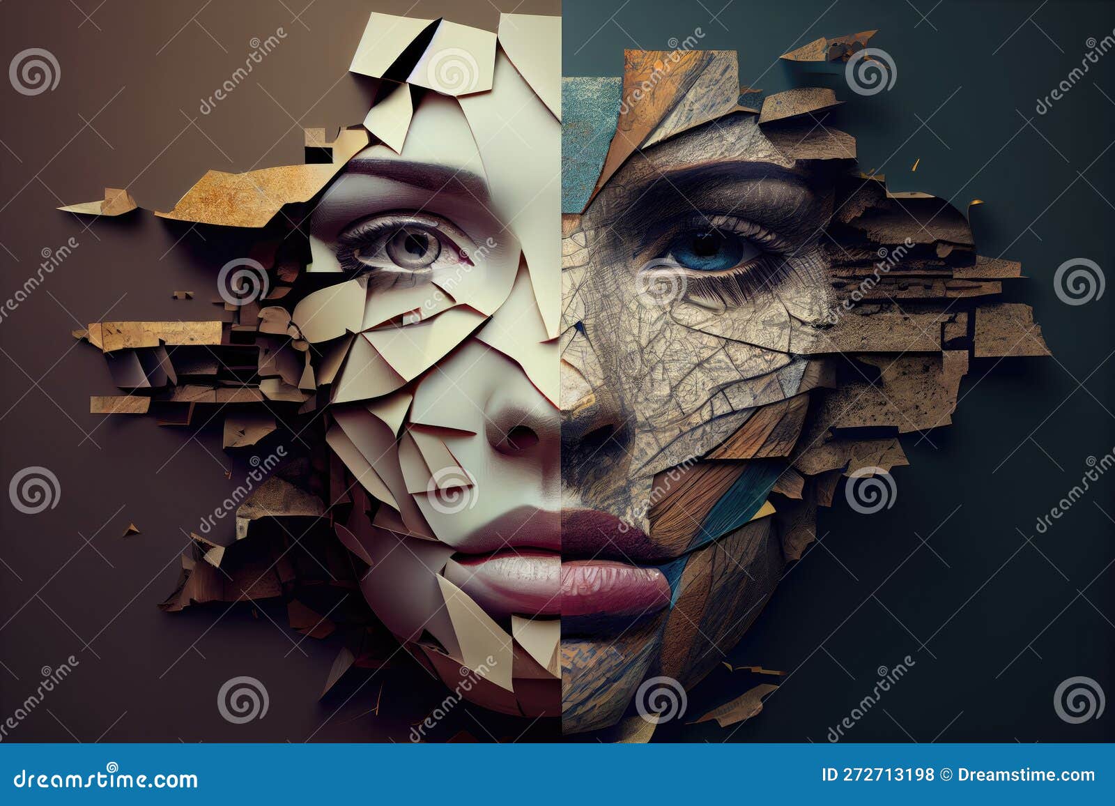 Three-dimensional Face Collage with Texture and Depth Stock Photo ...