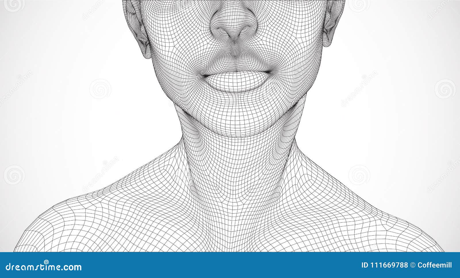 A Three-dimensional Female Face from Square Polygons. Stock Vector ...