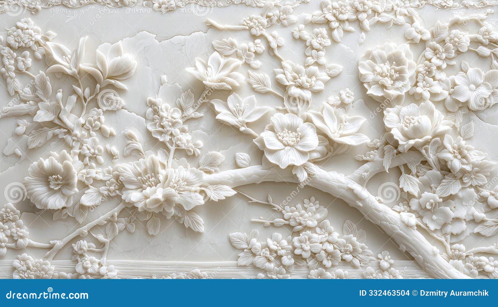 With a Three-dimensional Floral Design, this White Floral Bas-relief ...