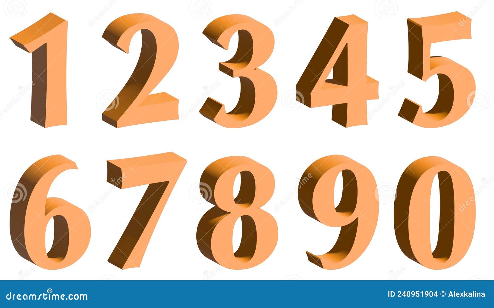 Three-dimensional Font from Numbers. 3d Illustration Stock Illustration ...