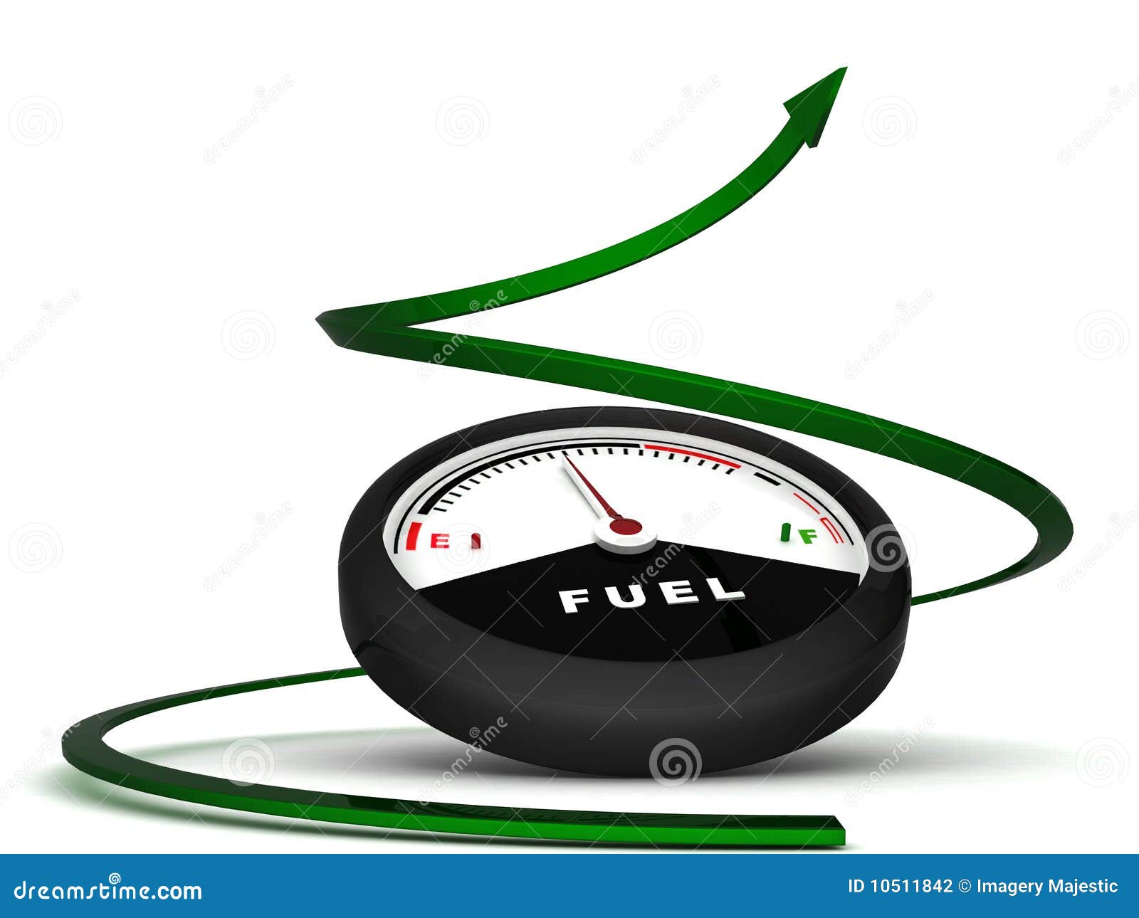 Three Dimensional Fuel Meter with Green Arrow Stock Illustration ...