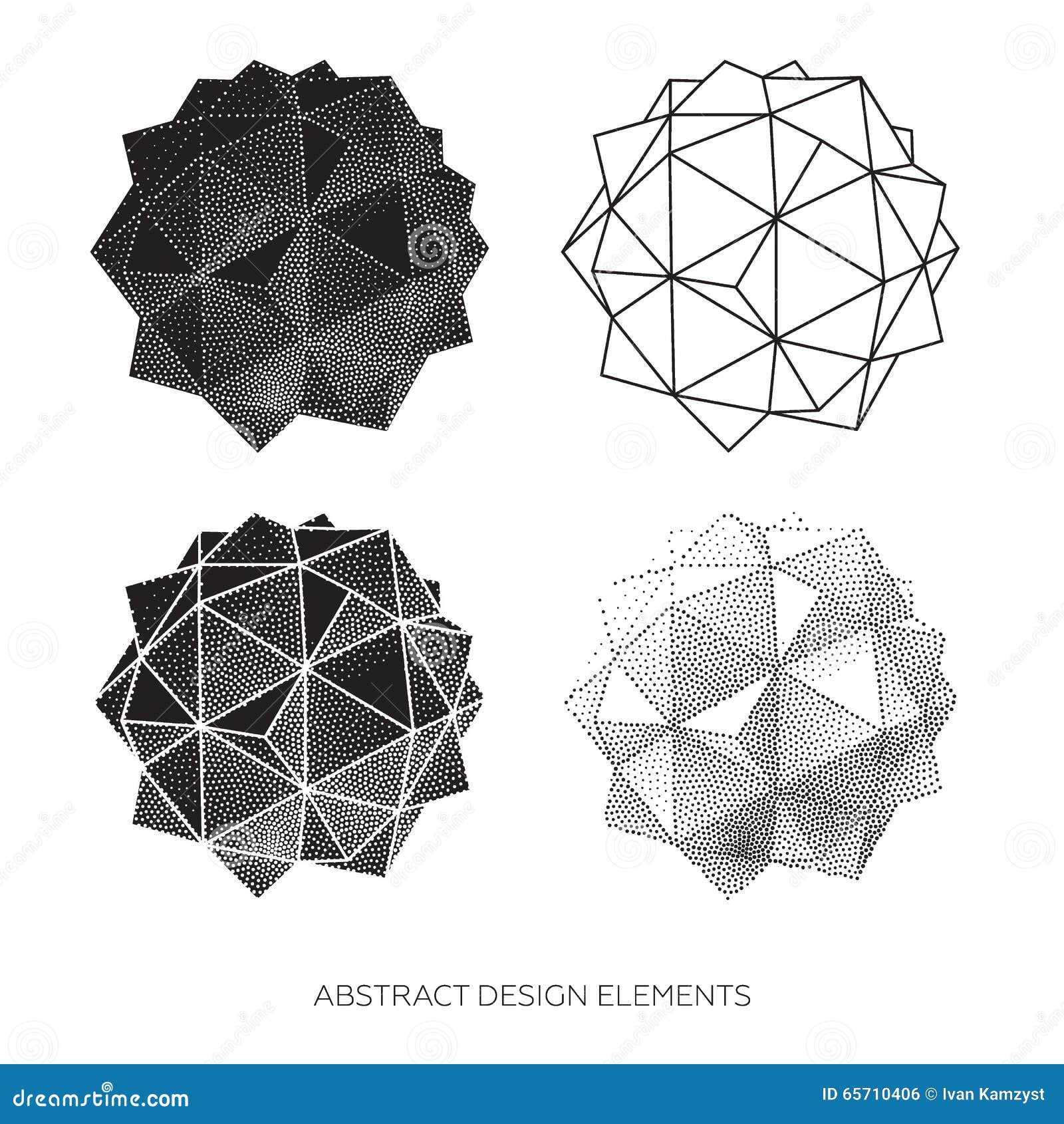 Three-dimensional Geometric Figures Collected from Points Stock Vector ...