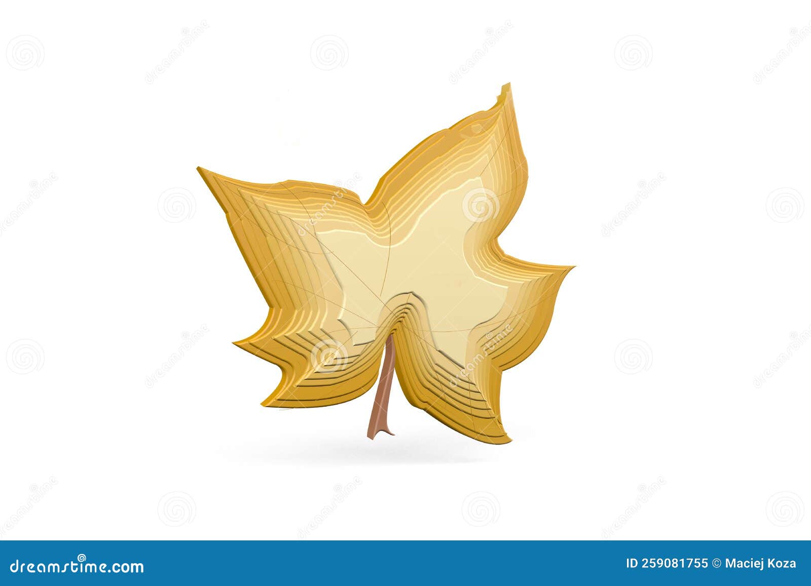 Three Dimensional Graphic of an Autumn Leaf Isolated on a White ...