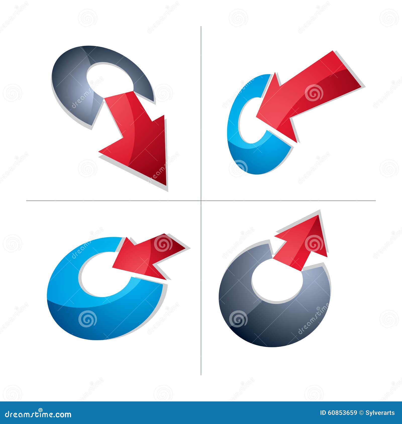 Three-dimensional Graphic Elements Collection with Simple Arrows Stock ...