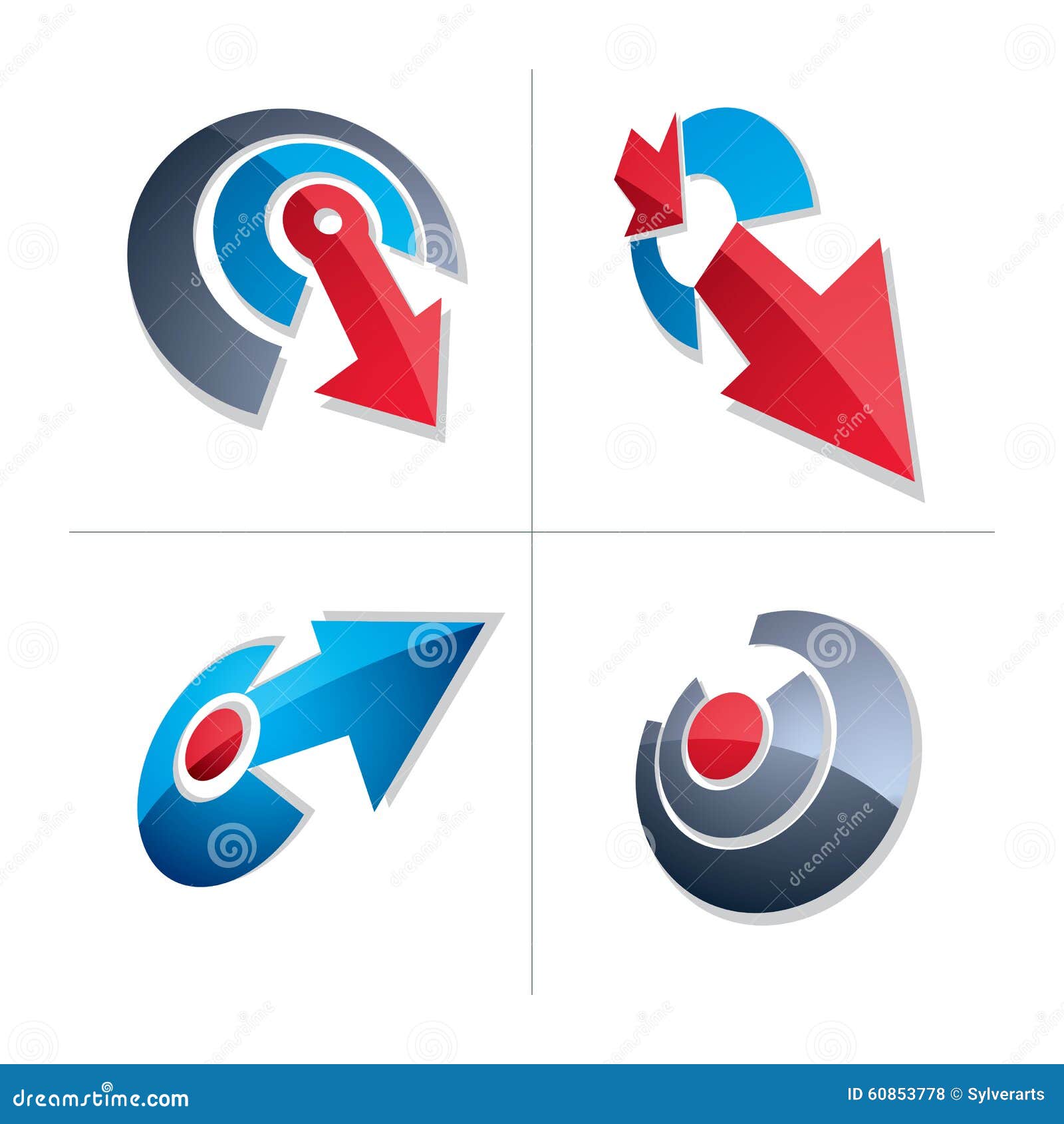 Three-dimensional Graphic Elements Collection with Simple Arrows Stock ...