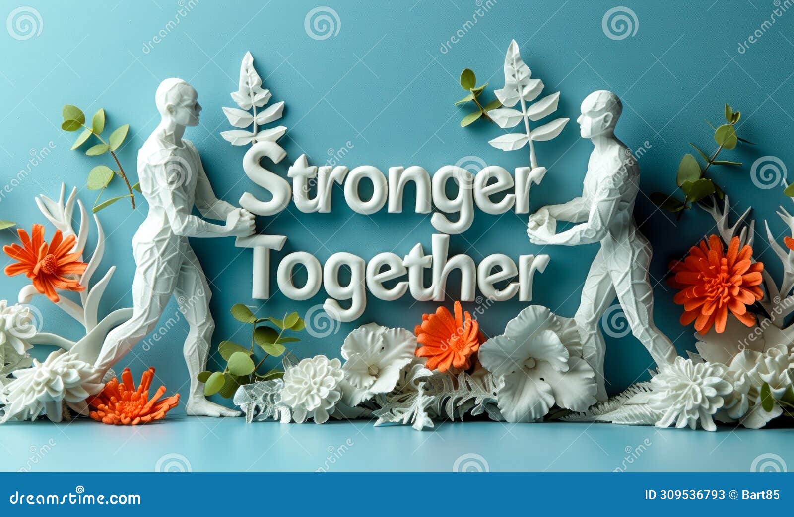 Three Dimensional Grey Figures Lifting Words Stronger Together ...