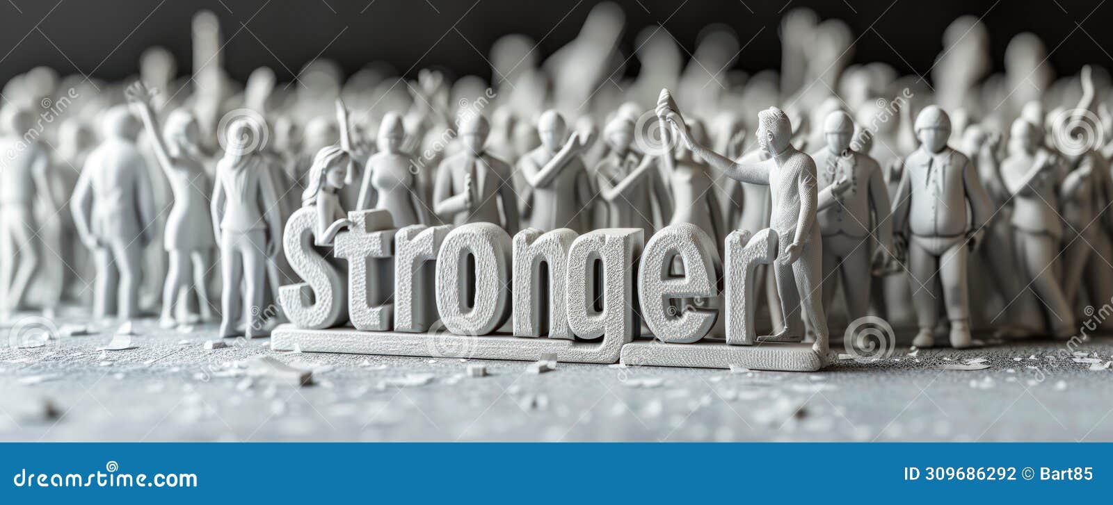 Three Dimensional Grey Figures Lifting Words Stronger Together ...