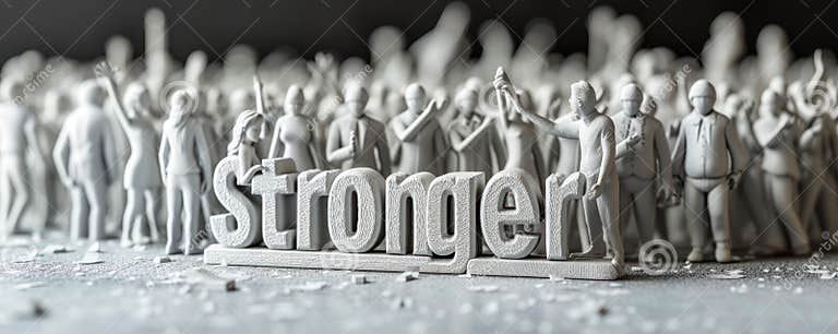 Three Dimensional Grey Figures Lifting Words Stronger Together ...