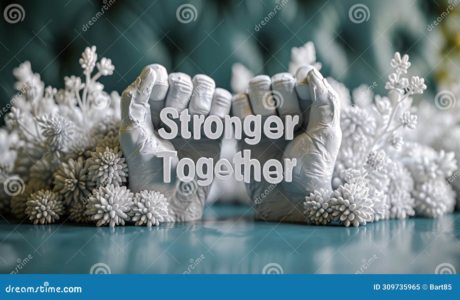 Three Dimensional Grey Figures Lifting Words Stronger Together ...