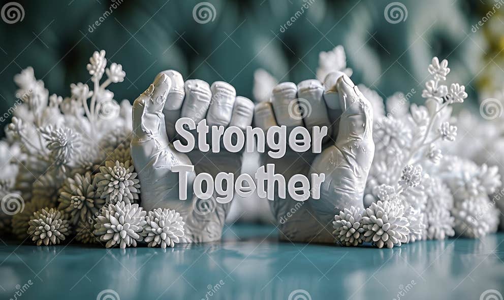 Three Dimensional Grey Figures Lifting Words Stronger Together ...