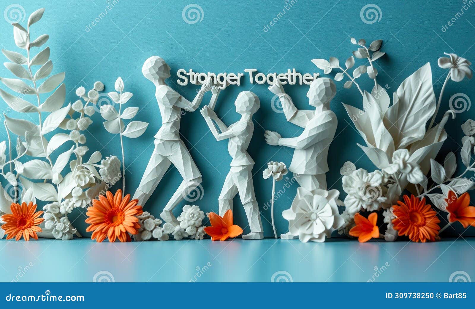 Three Dimensional Grey Figures Lifting Words Stronger Together ...