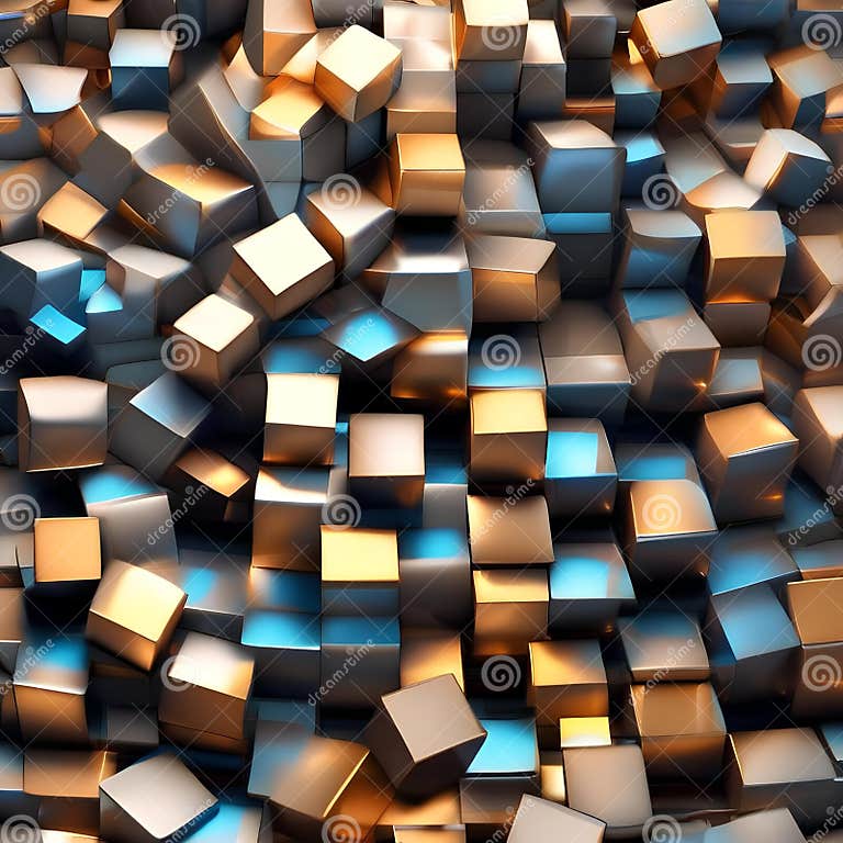 A Three-dimensional Grid of Cubes Morphing and Transforming, Creating a Sense of Fluidity and ...