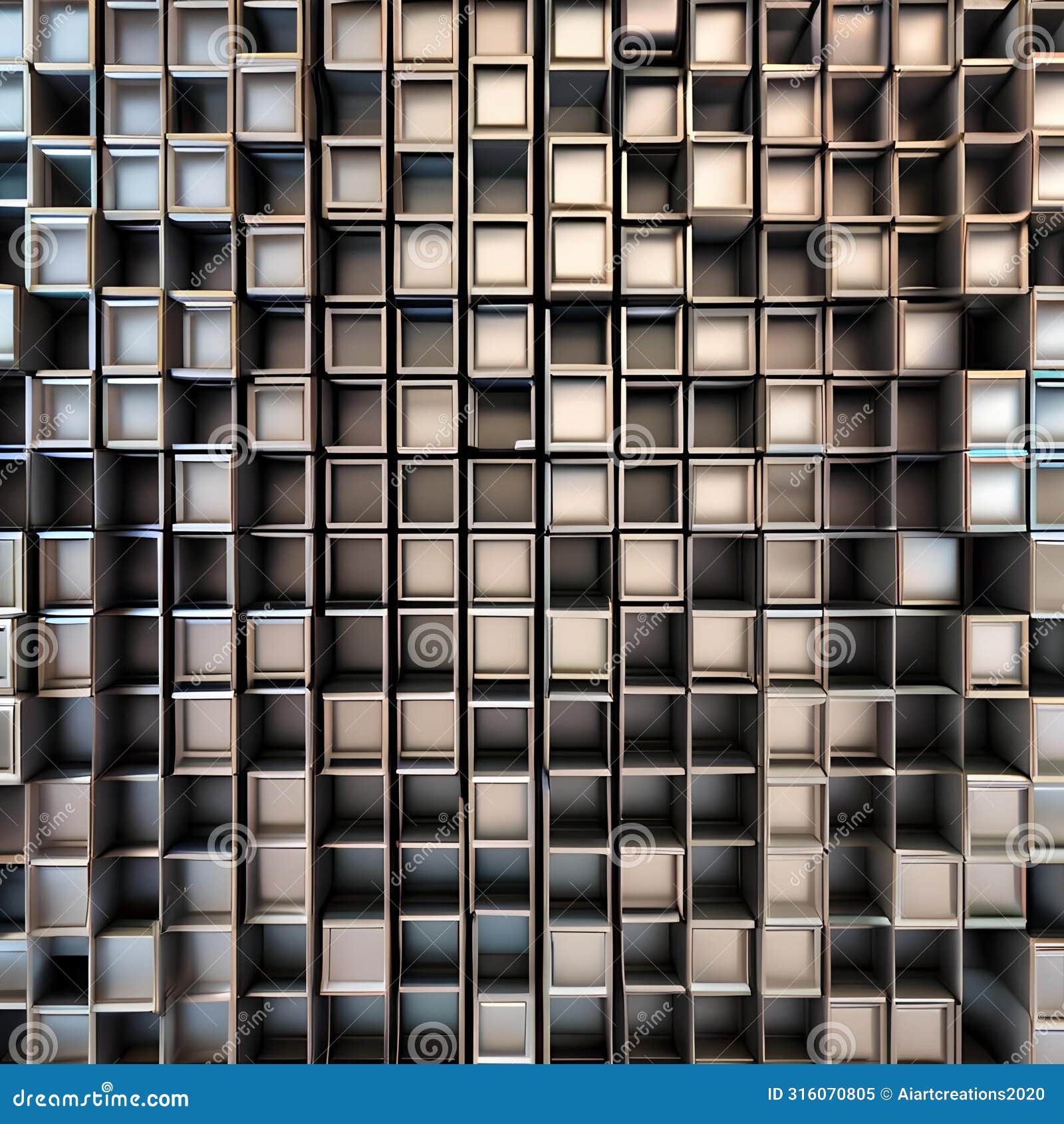 A Three-dimensional Grid of Cubes Rotating and Shifting, Creating an ...