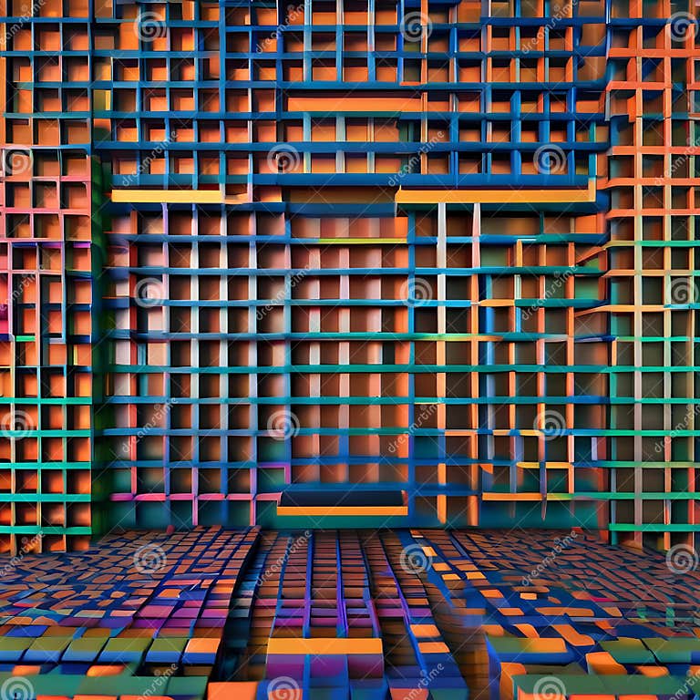 A Three-dimensional Grid of Cubes Shifting and Reconfiguring, Creating ...