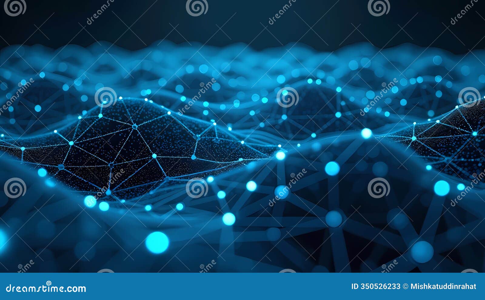Three-Dimensional Grid Glowing Blue Lines Dark Void Stock Illustration ...