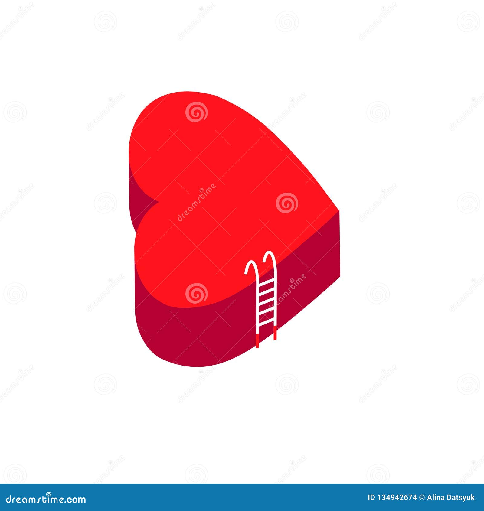 Three-dimensional Heart. Vector Isometric Heart Illustration. Stock ...